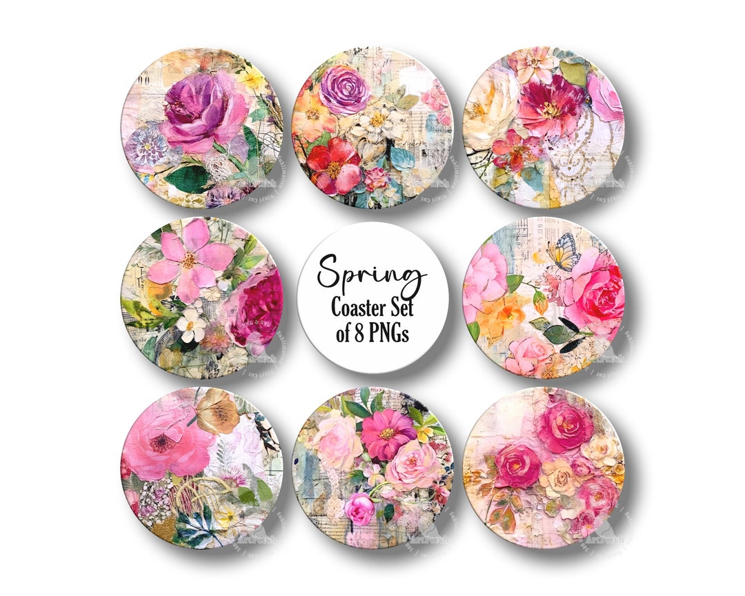 Spring Coaster PNG, Floral Coaster PNG, Vintage Coaster PNG, Car ...