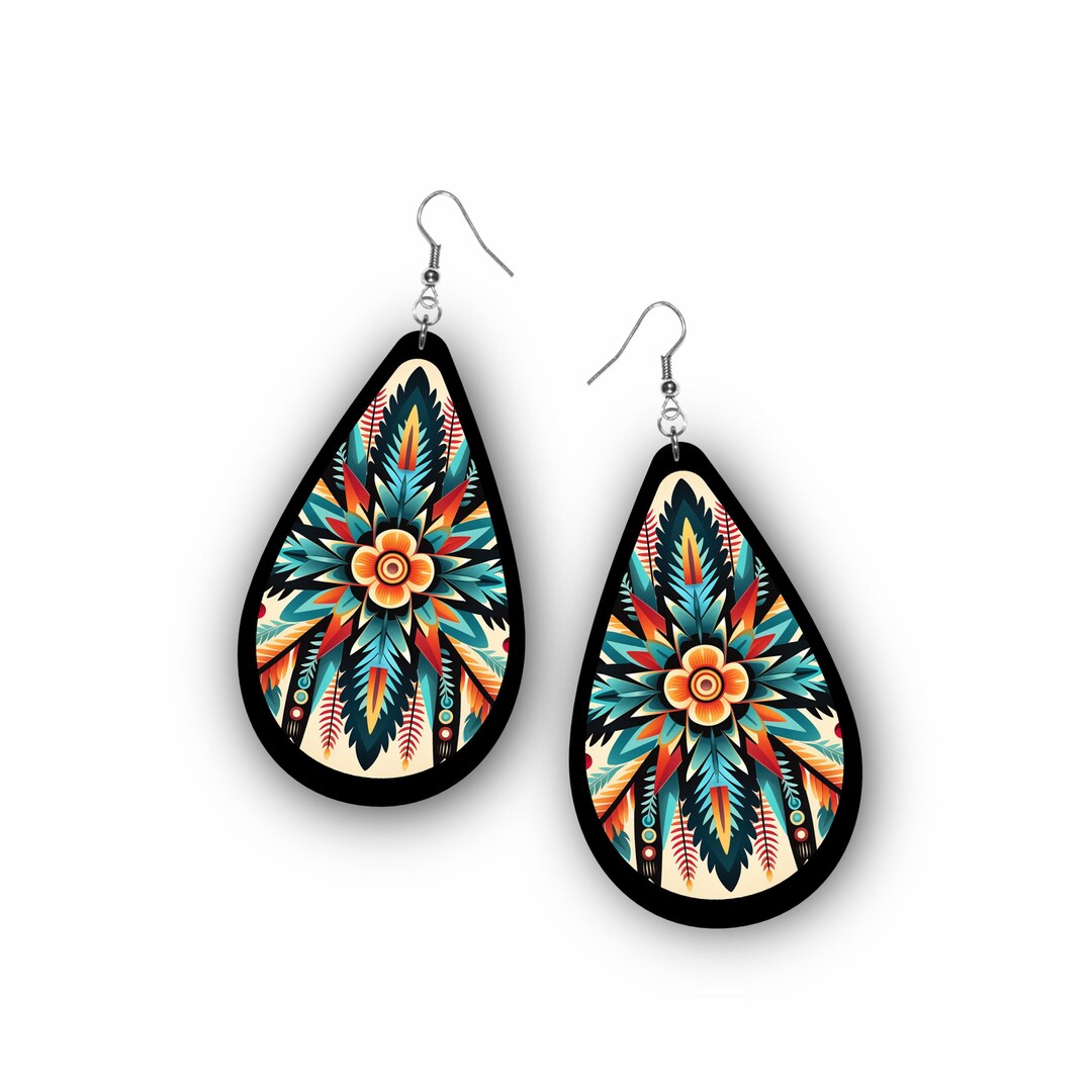Western Earring PNG, Aztec Earring PNG, Southwest Drop Earring ...