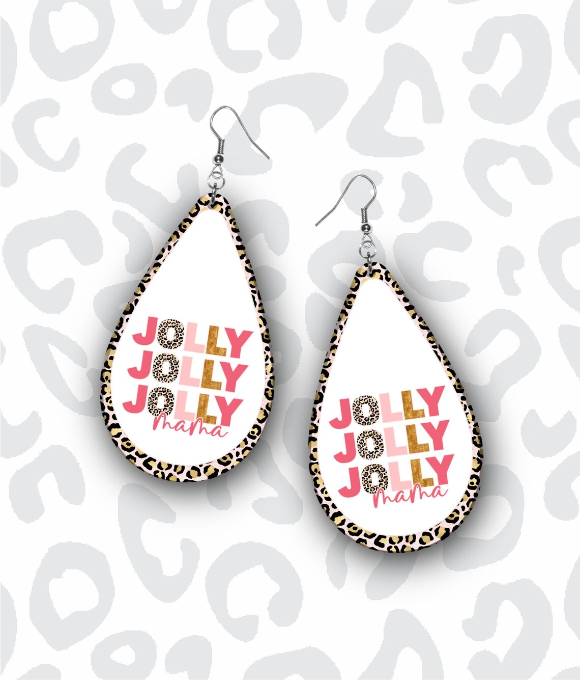 Retro Christmas Jolly Mama Drop Earring PNG Sublimation Design ...