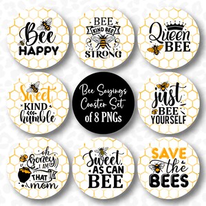 Coaster PNG, Bee Sayings Car Coaster Sublimation Design, Honeybee ...