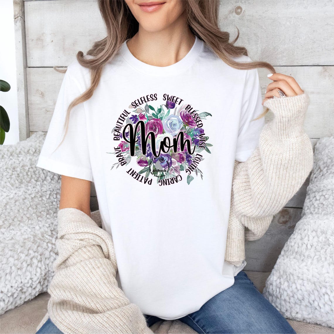 Mom Shirt Design, Mother's Day PNG, Purple Floral, Mom PNG, Sublimation ...