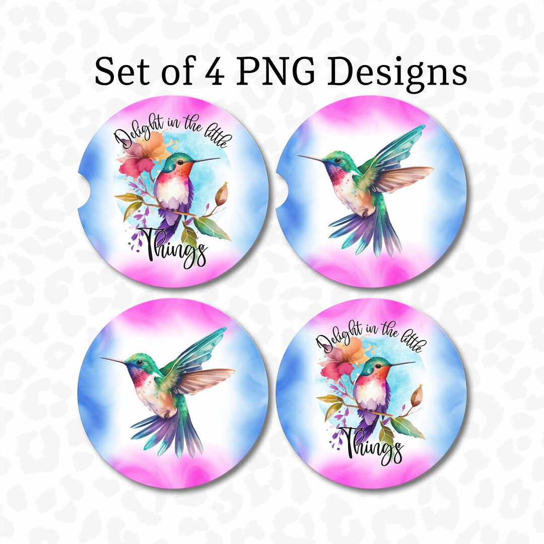 Hummingbird Round Coaster PNG, Hummingbird Car Coaster PNG, Set of 4 ...