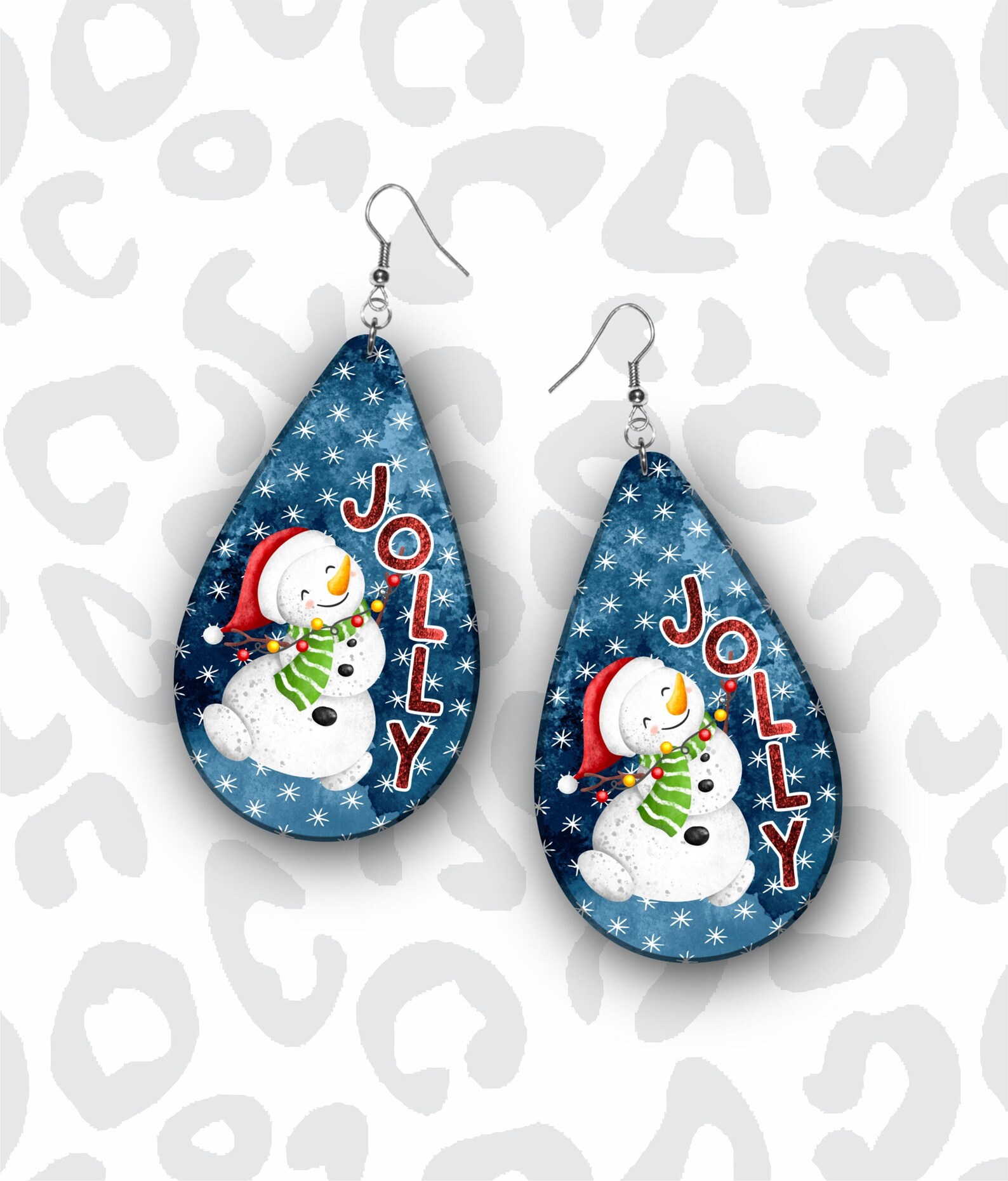 Jolly Snowman Teardrop Earring PNG Sublimation Design - Etsy