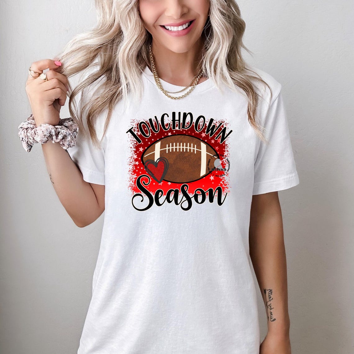 Touchdown Season PNG, Fall Football PNG, Red Football Shirt Design ...