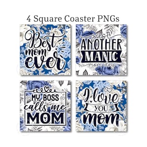Mom Coaster PNG, Mother Square Coaster PNG, Keychain PNG, Charm Design ...