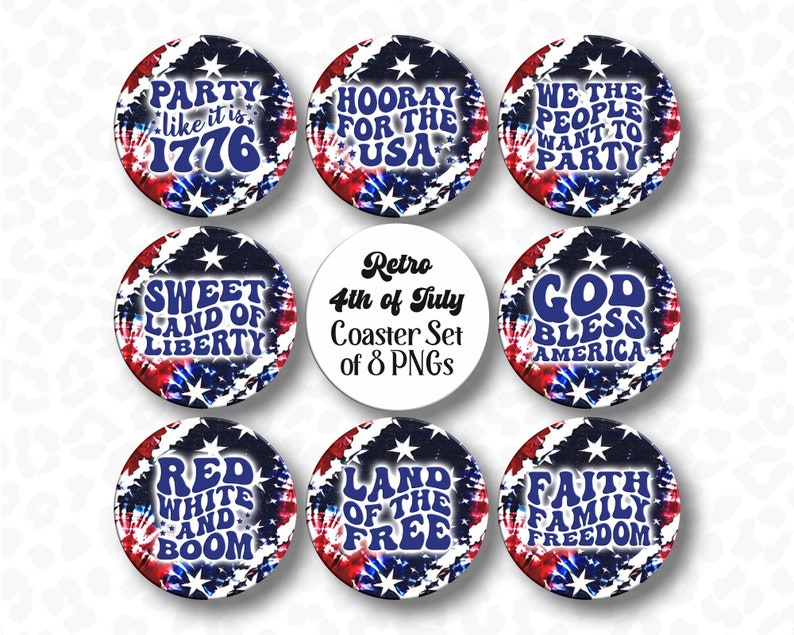 Patriotic Coaster Pngs, 4th of July Coaster Design, Sublimation Design ...