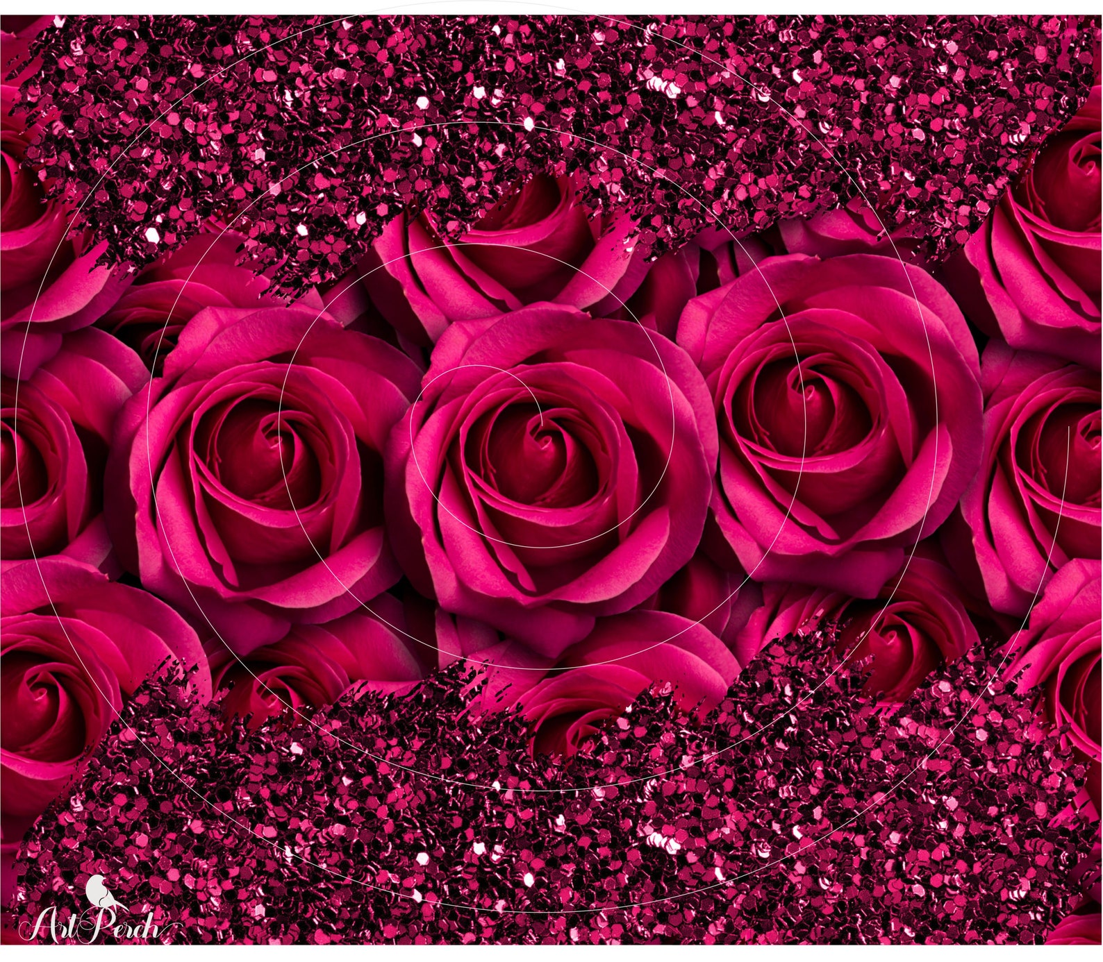 Deep Pink Roses Glitter Sparkle Look 20 Oz Skinny Tumbler PNG | Etsy