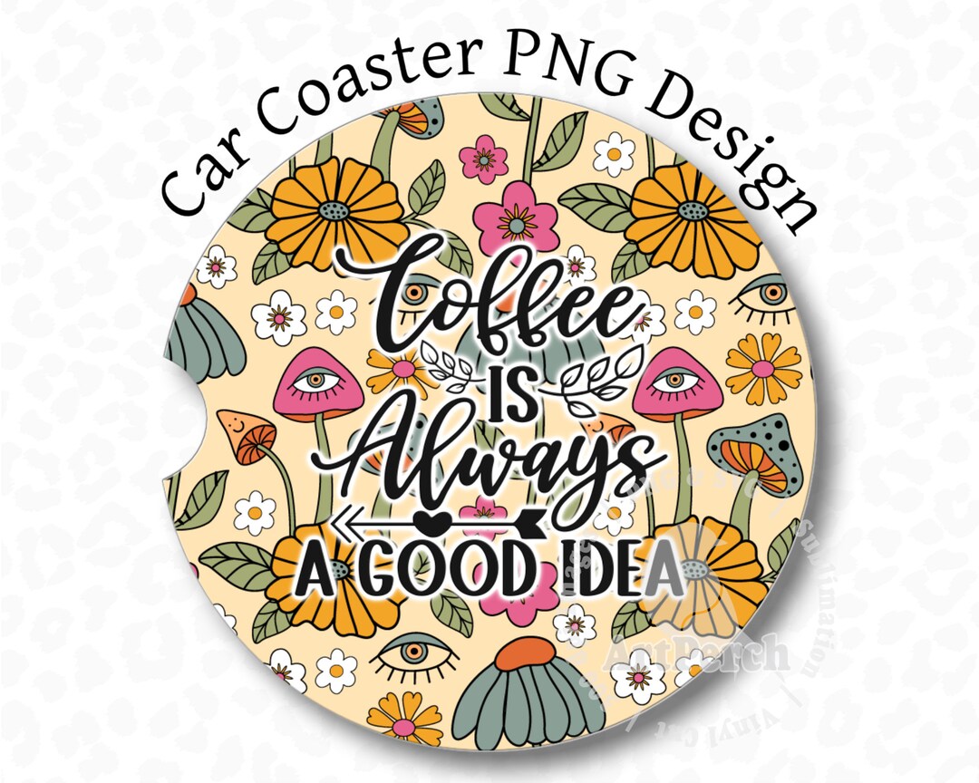 Retro Coffee Car Coaster PNG, Coffee Car Coaster PNG, Sublimation ...