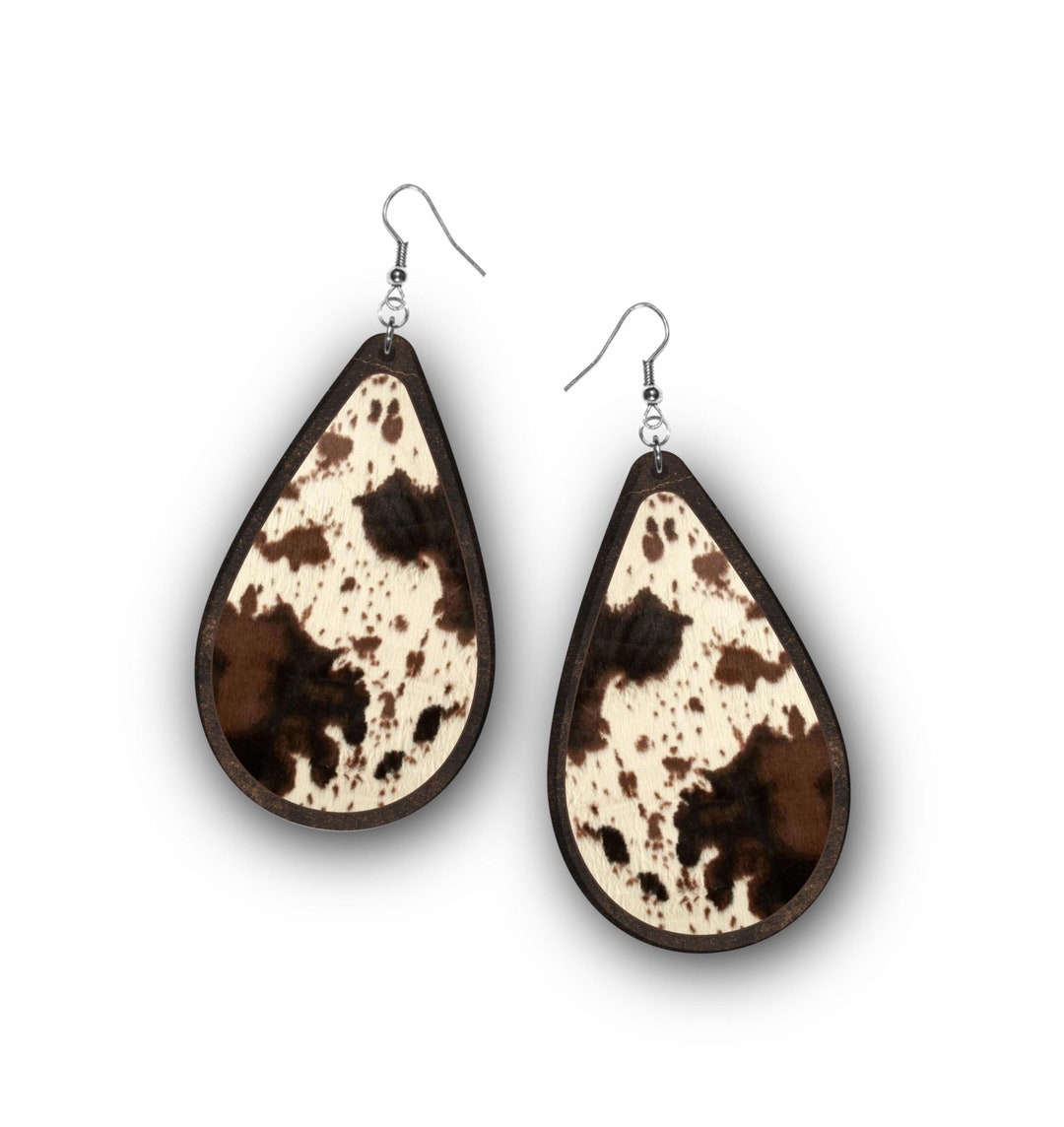 Cowhide Earring PNG, Drop Earring Sublimation Design, Western, Farm ...