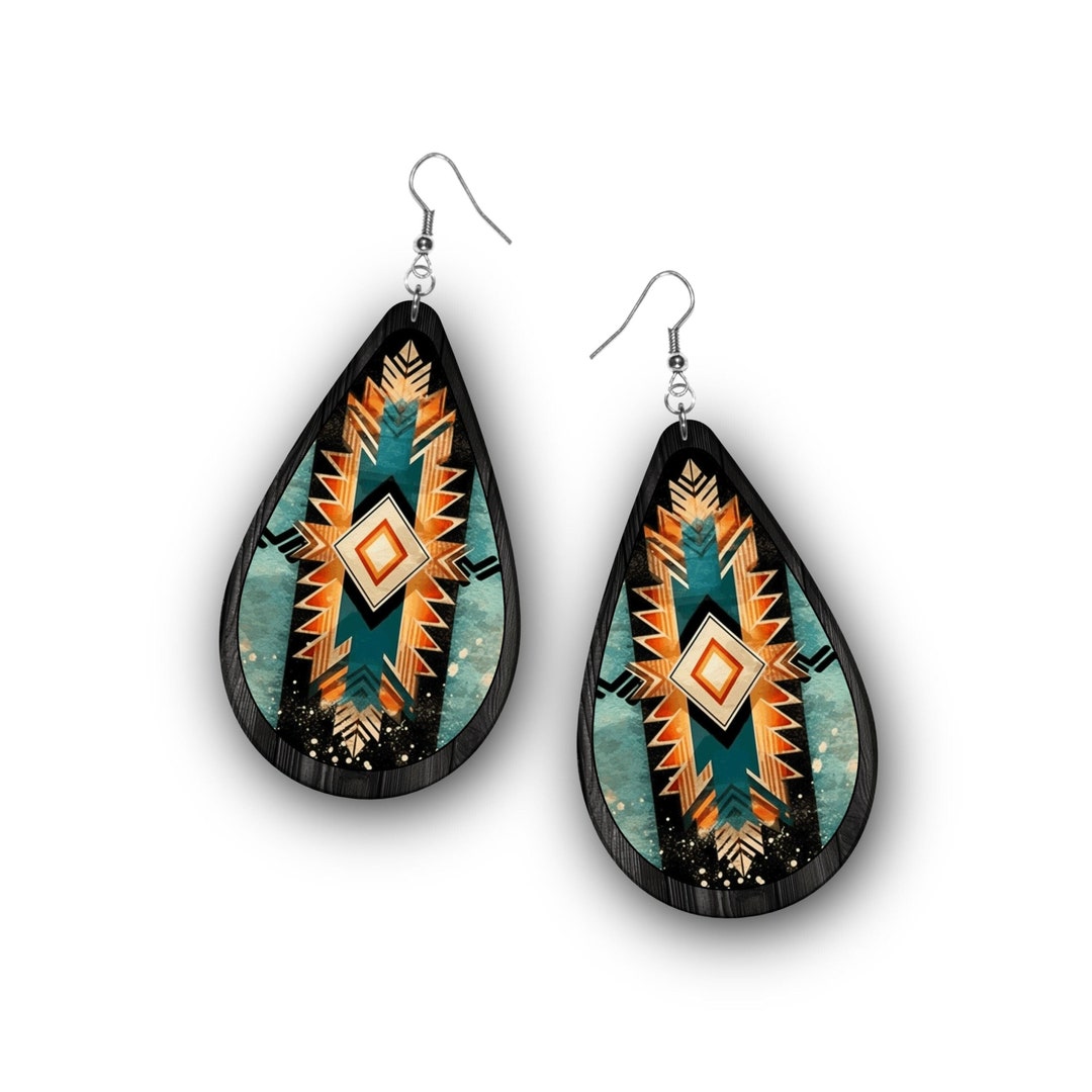 Aztec Earring PNG, Western Earring PNG, Southwest Drop Earring ...