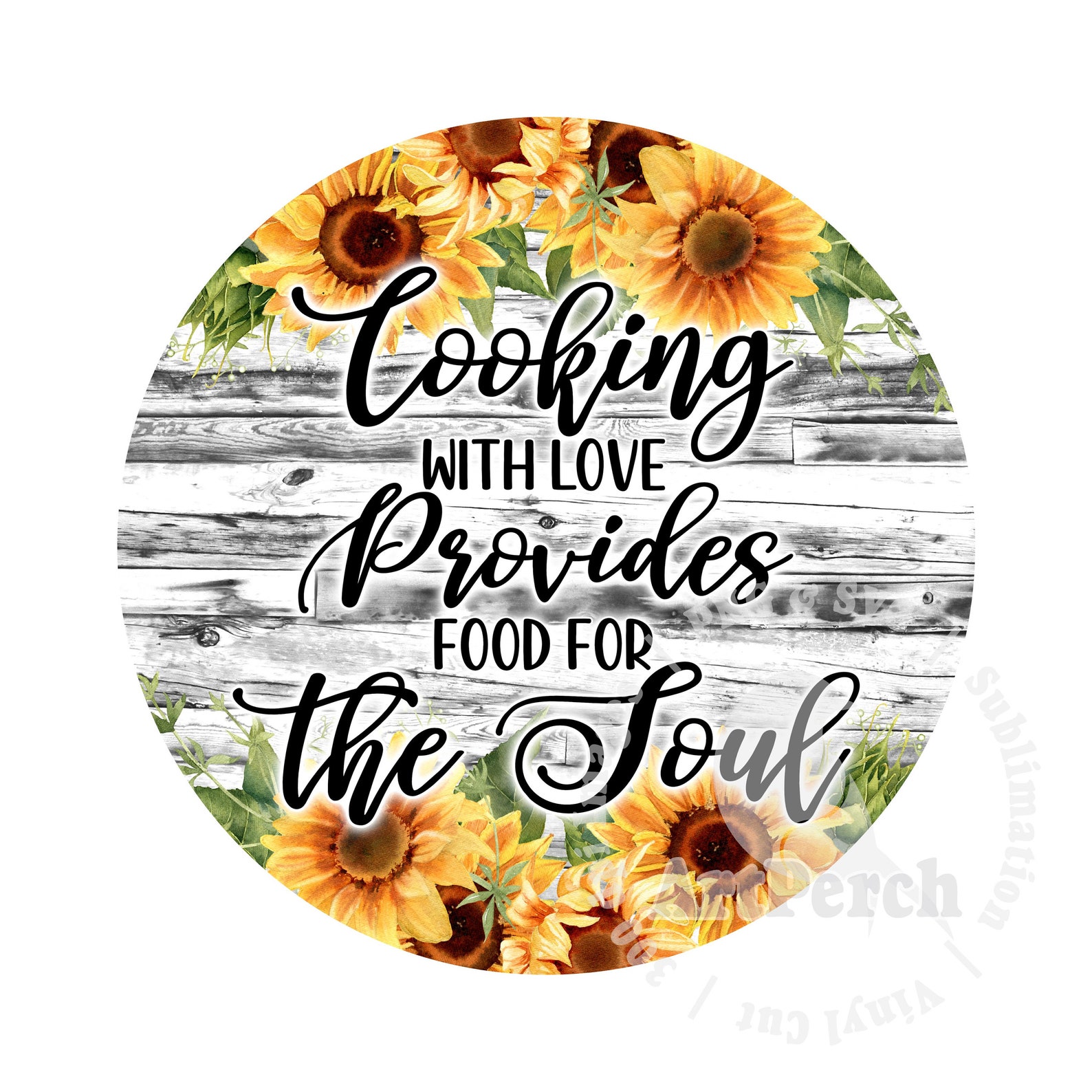 Cooking With Love Provides Food for the Soul, 14" X 14" Round Design ...
