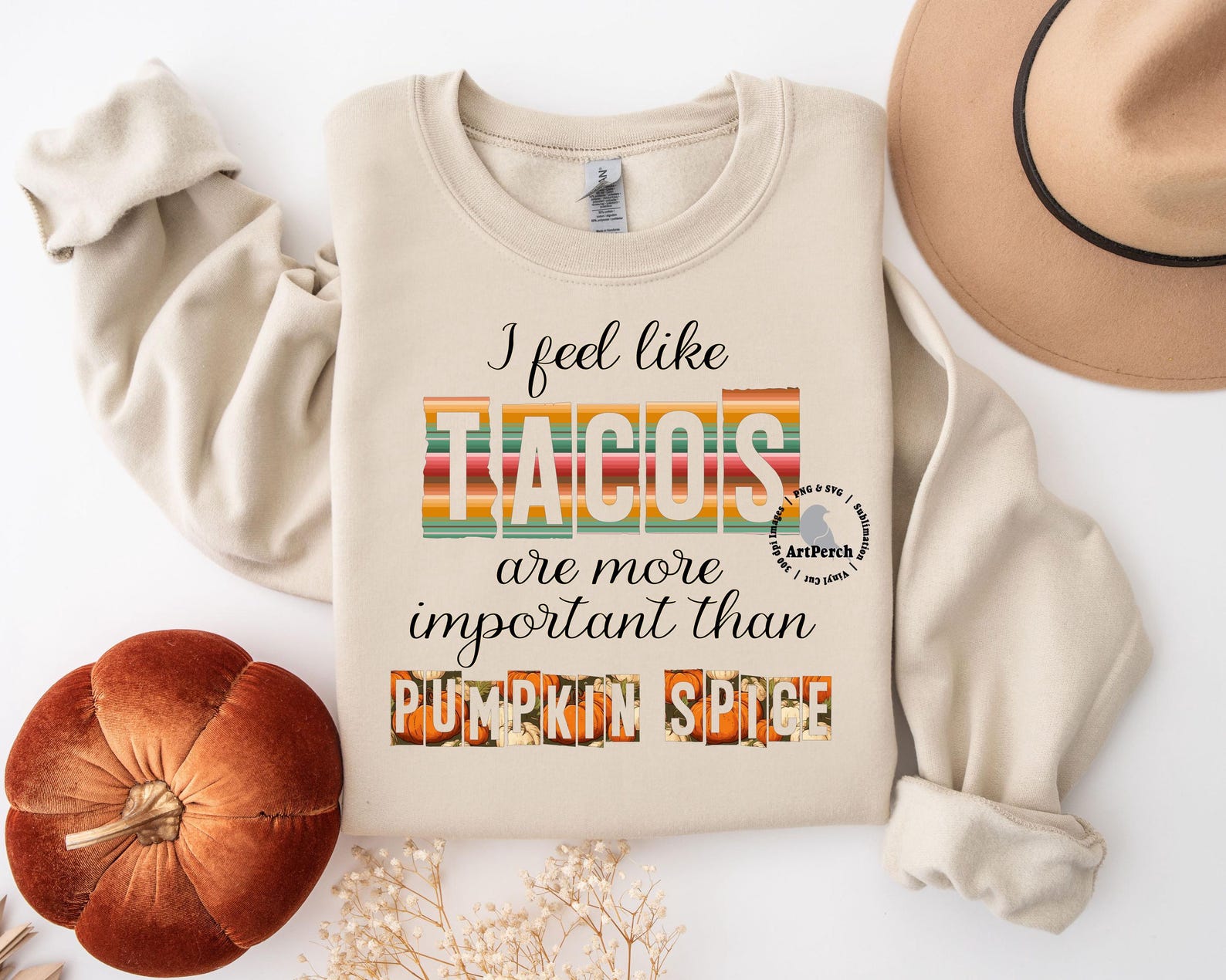 Funny Fall PNG, Tacos Are More Important Than Pumpkin Spice, Taco Shirt ...