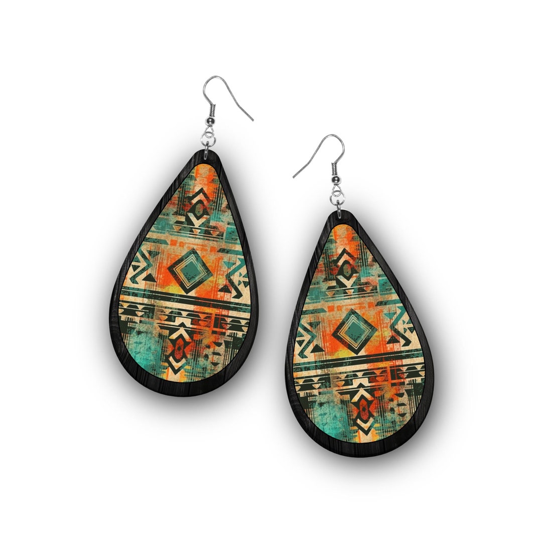 Aztec Earring PNG, Western Earring PNG, Southwest Drop Earring ...