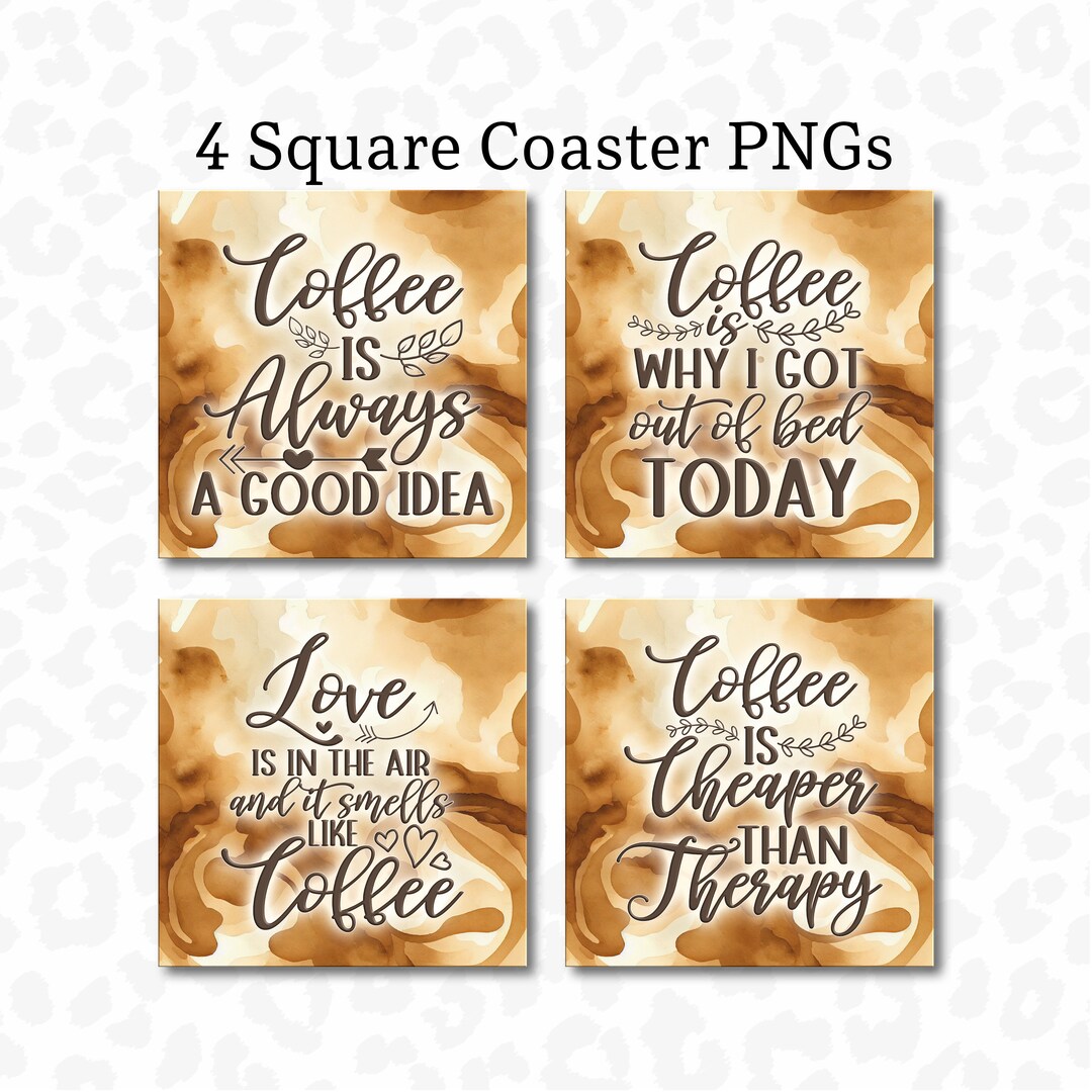 Square Coaster PNG, Coffee Coaster PNG, Square Coaster Bundle of 4 ...