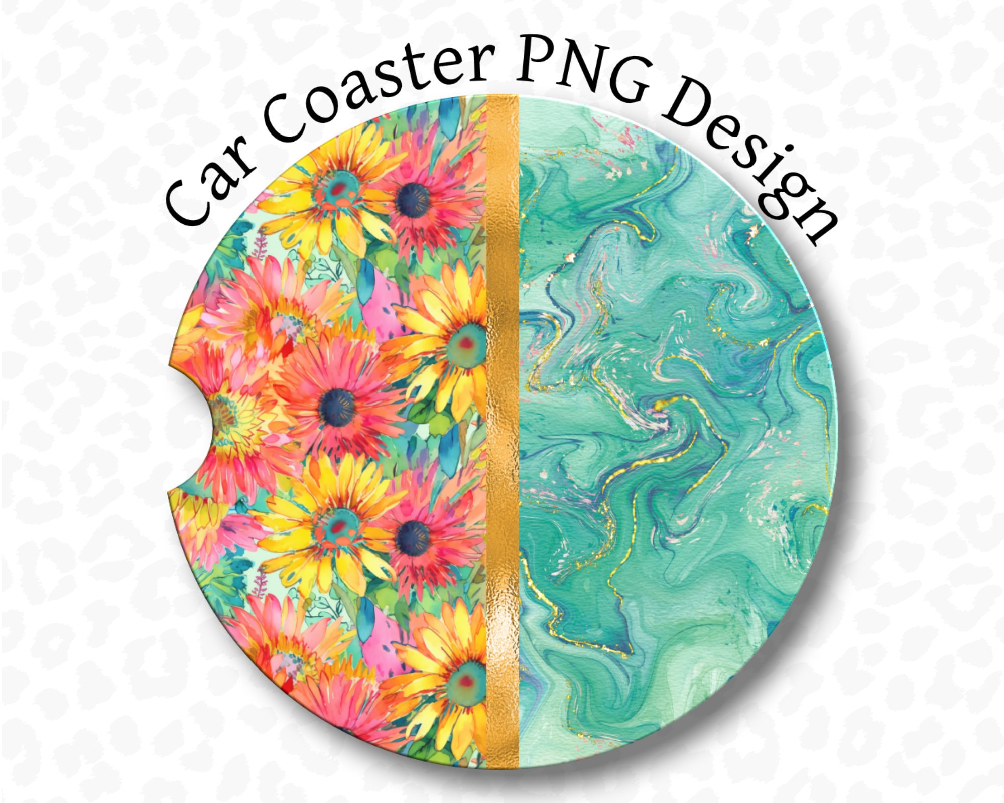 Rainbow Floral Car Coaster PNG, Sunflower Car Coaster PNG, Sublimation ...