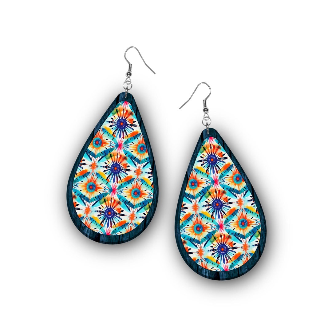 Aztec Earring PNG, Western Earring PNG, Southwest Drop Earring ...