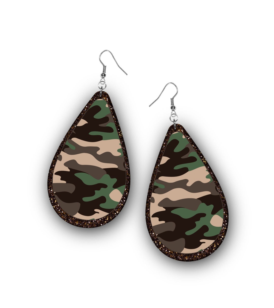 Camo Earring PNG, Camo Drop Earring Sublimation Design, Drop Earring ...