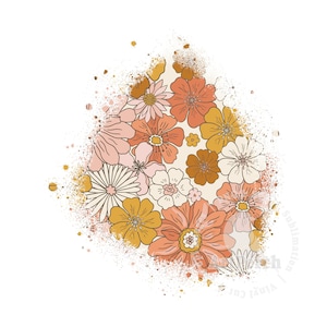 Retro Patch PNG, Floral Retro Patches PNG Bundle, Sublimation Design ...