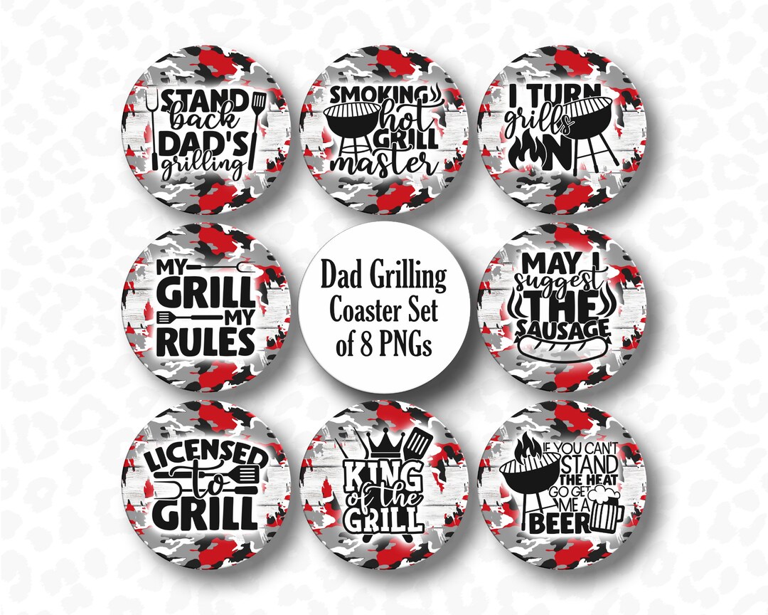 Dad Coaster PNG, Father's Day Coaster Sublimation Design, Dad Grilling ...