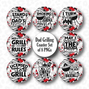 Dad Coaster PNG, Father's Day Coaster Sublimation Design, Dad Grilling ...