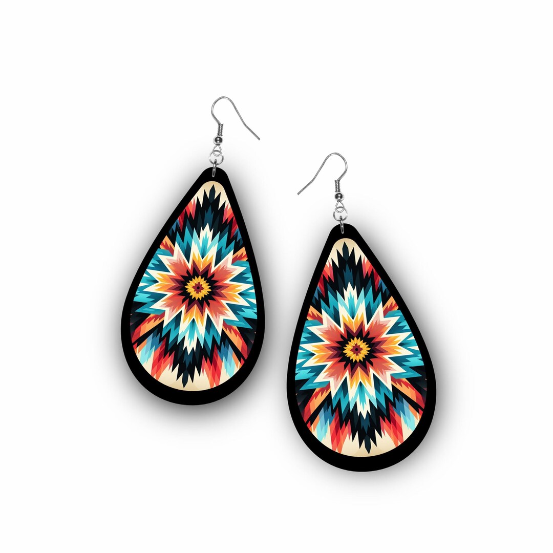 Western Earring PNG, Aztec Earring PNG, Southwest Drop Earring ...
