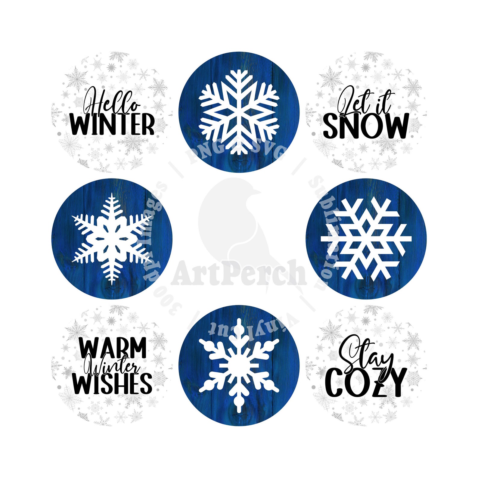 Winter Coaster PNG Ornament Sublimation Design Snowflake - Etsy