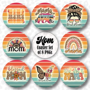 Mom Coaster PNG, Mama Car Coaster Design, Sublimation Design, Mother's ...