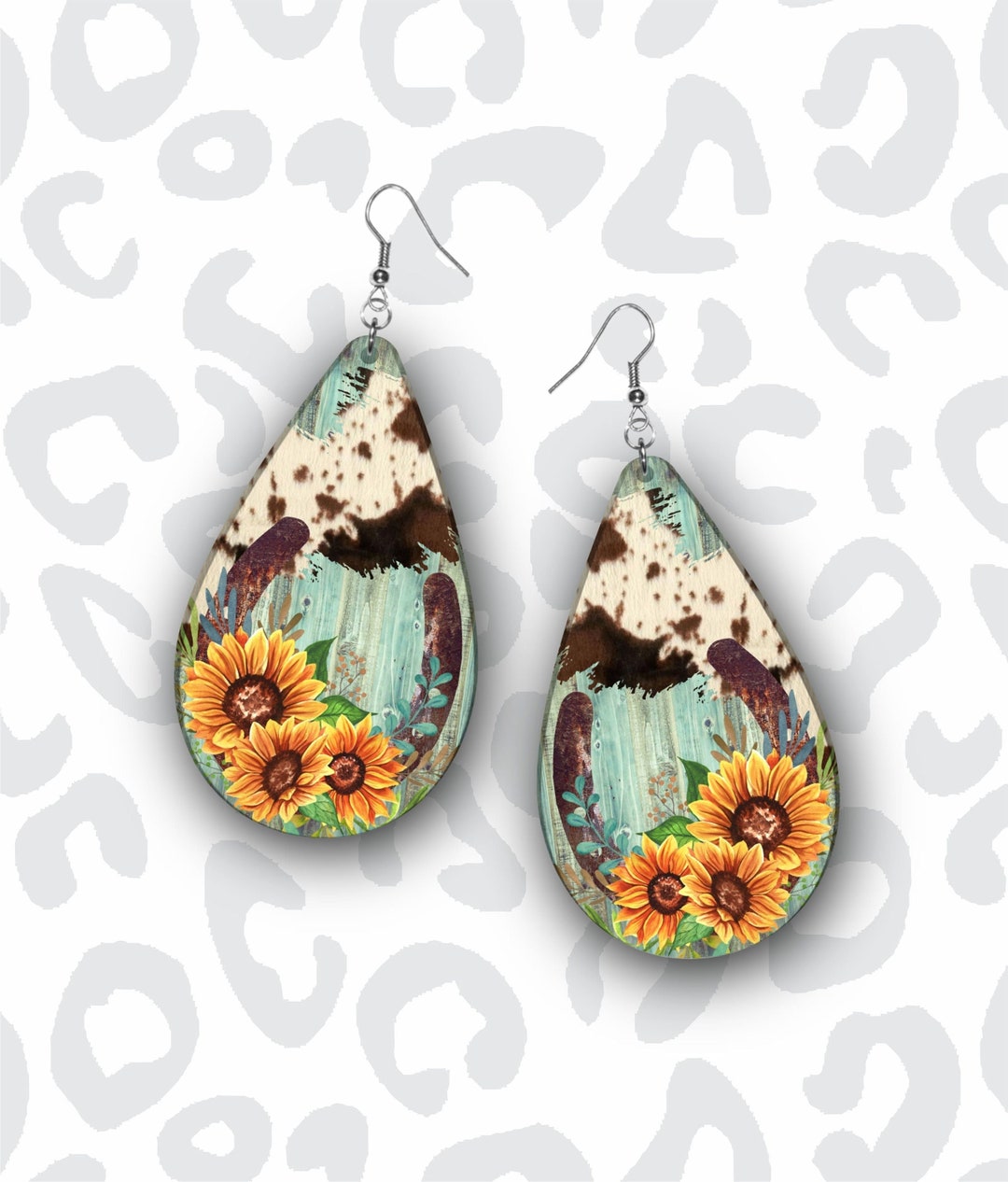Western Earring PNG, Drop Earring Design, Rusty Horseshoe, Sunflower ...
