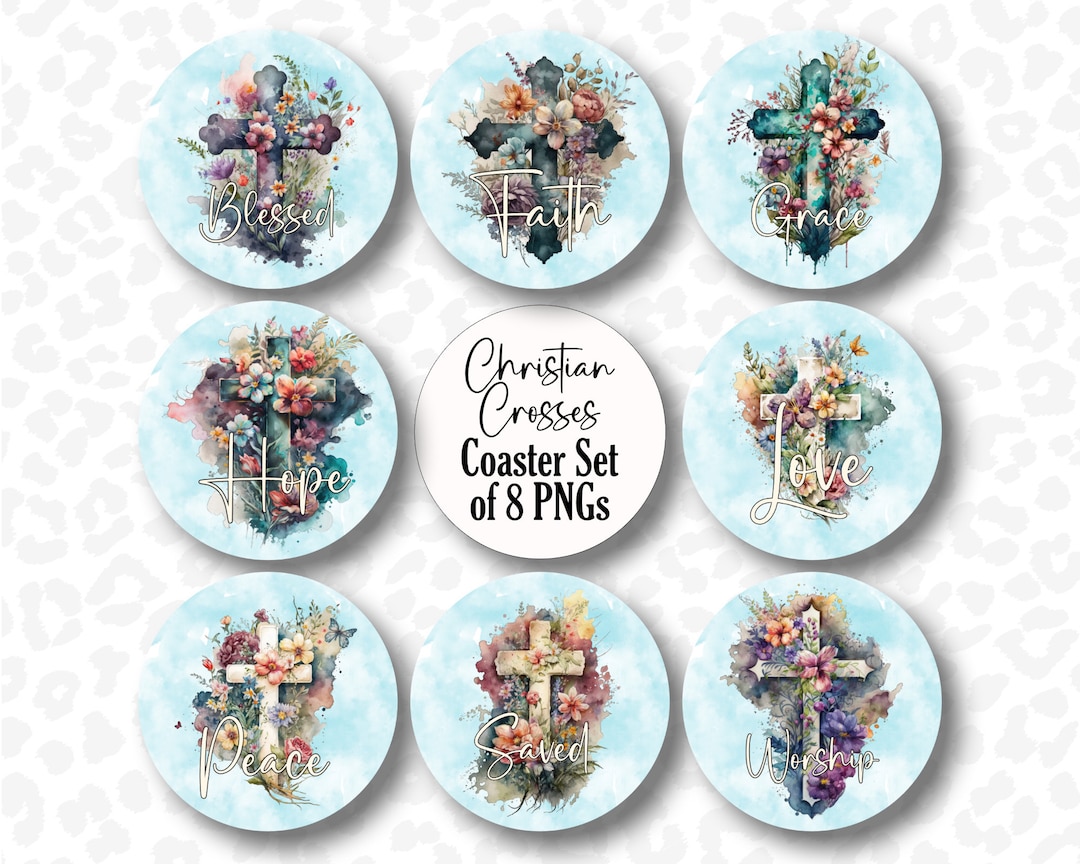 Cross Coaster Pngs, Set of 8 Car Coaster Sublimation Designs, Key Chain ...