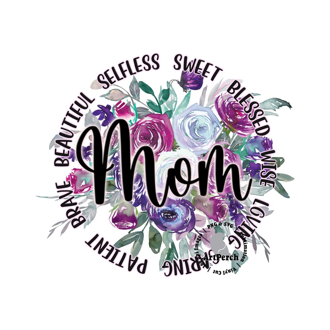 Mom Shirt Design, Mother's Day PNG, Purple Floral, Mom PNG, Sublimation ...