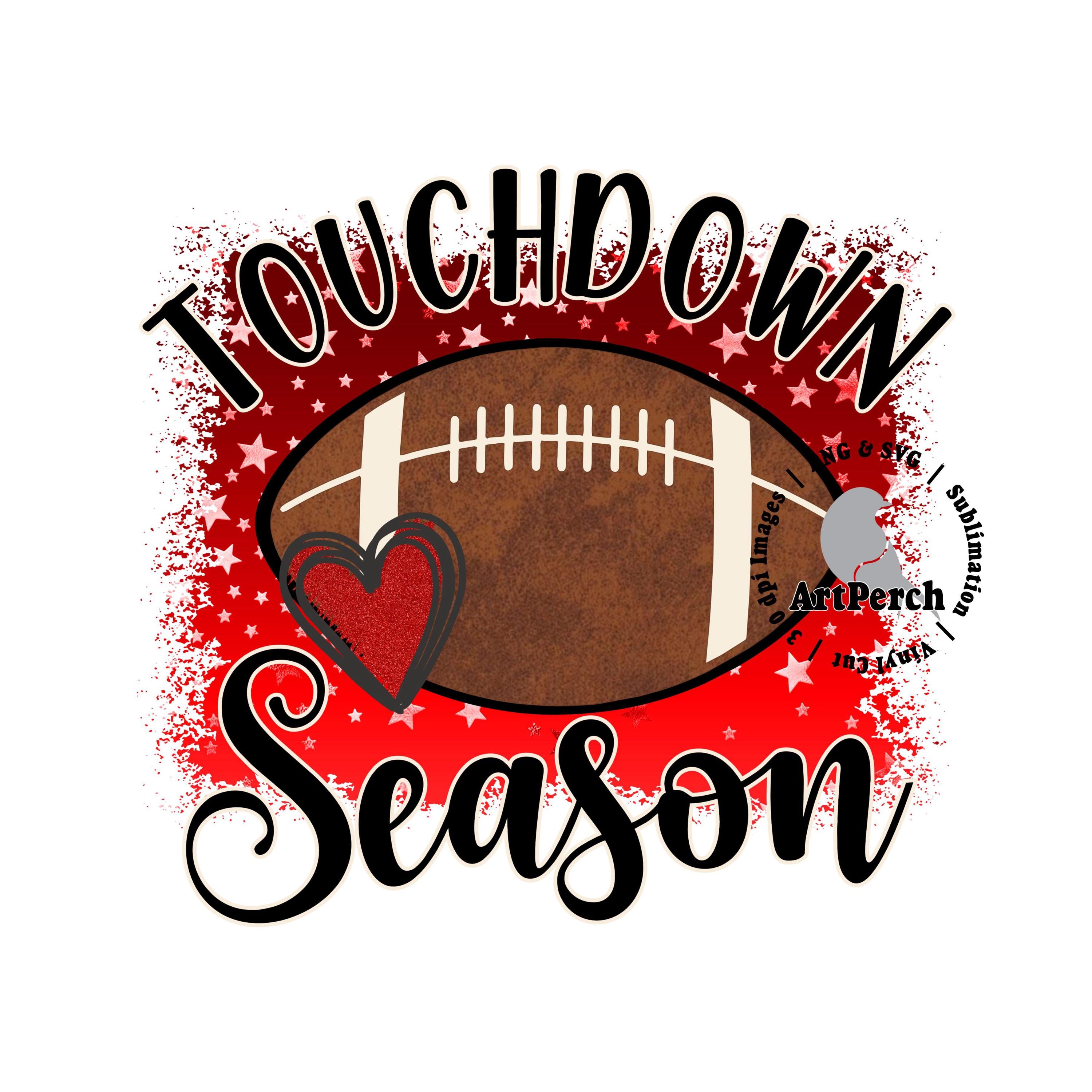 Touchdown Season PNG, Fall Football PNG, Red Football Shirt Design ...