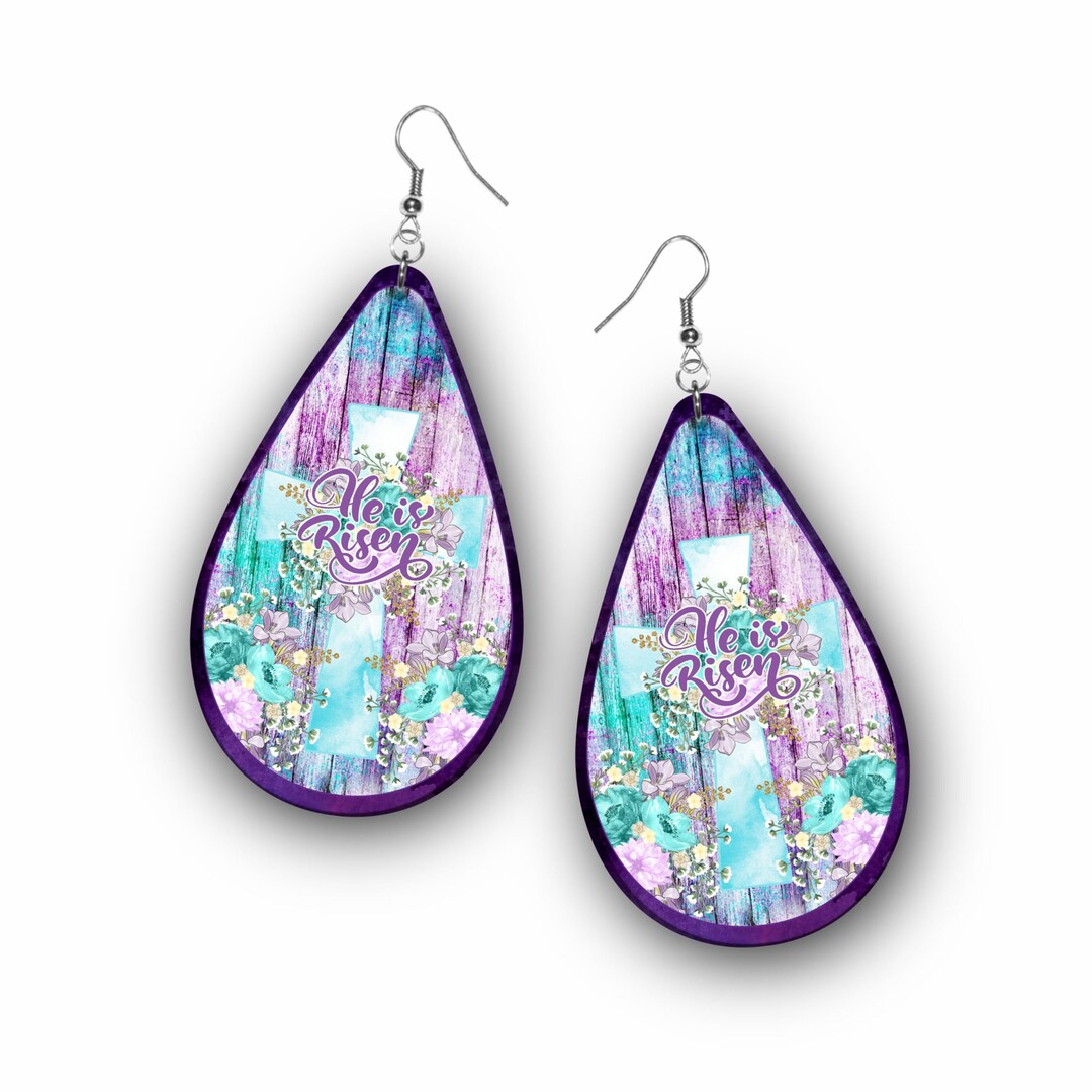 He is Risen Earring PNG, Easter Drop Earring PNG, Sublimation Design ...