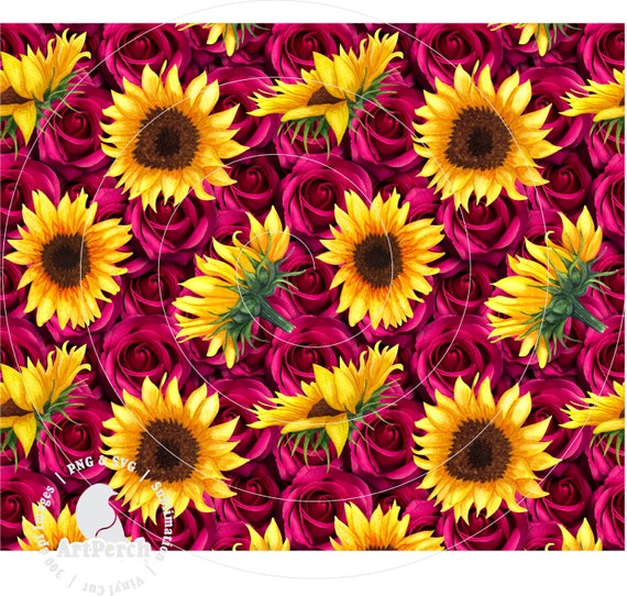 Pink Roses And Sunflowers