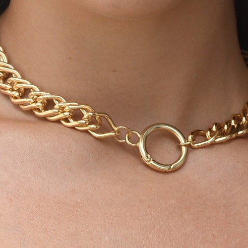 Circle Lock Thick Choker Chain Gold Choker Lock Chain - Etsy