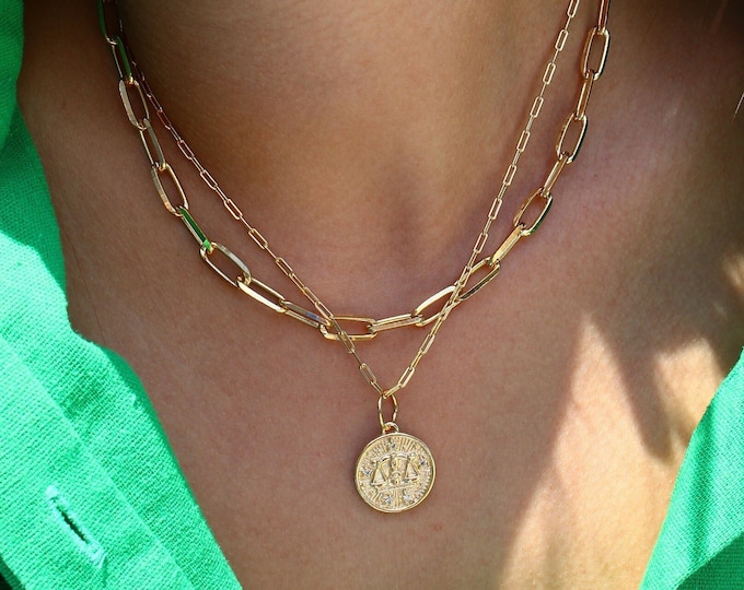 Zodiac Necklace Gold Zodiac Necklace Gold Coin Medallion Necklace Layer ...