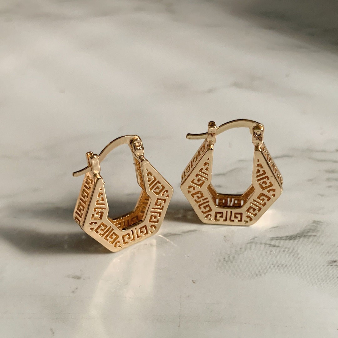 New Collection | Gold Geometric Shaped Hoops| Aztec Hoops | Minimal ...