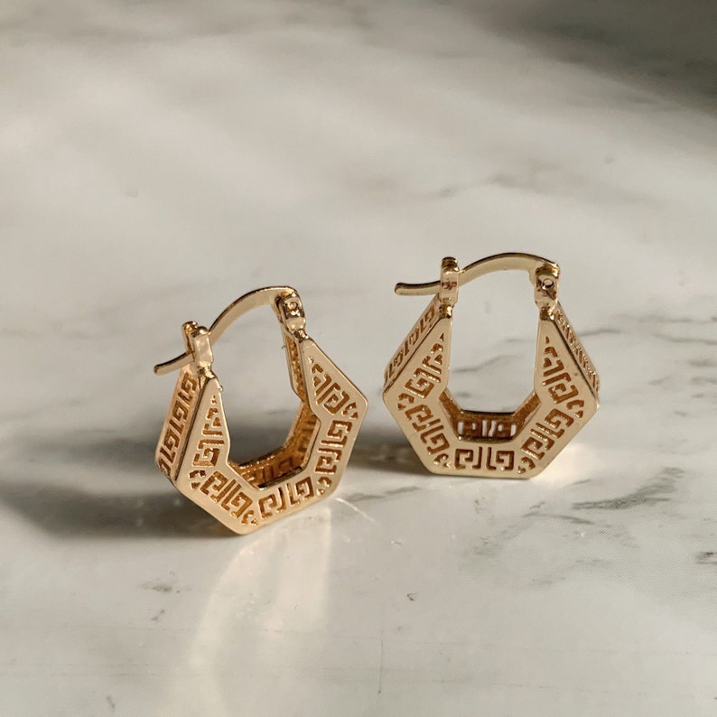 New Collection Gold Geometric Shaped Hoops Aztec Hoops - Etsy