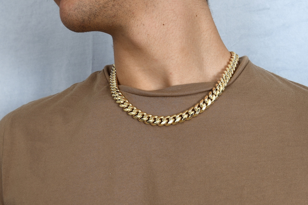 Mens Necklace | Thick Gold Cuban Chain for Men or Women | Heavy Cuban ...