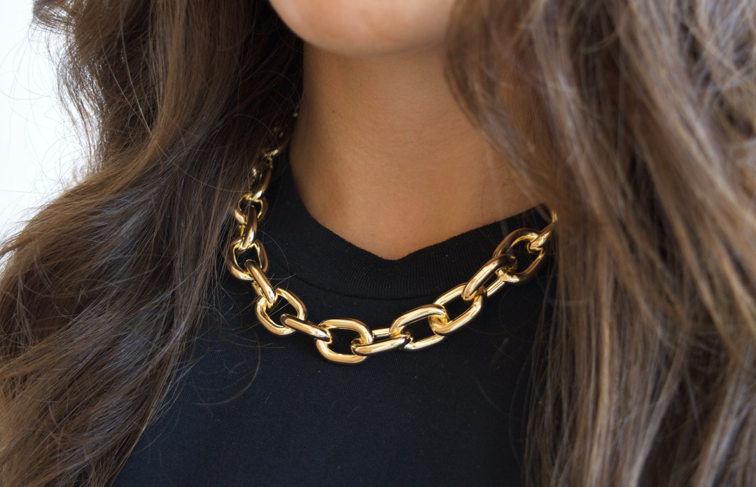Gold Chunky Chain Necklace - Gold Filled, Gold Link Chain Necklace ...