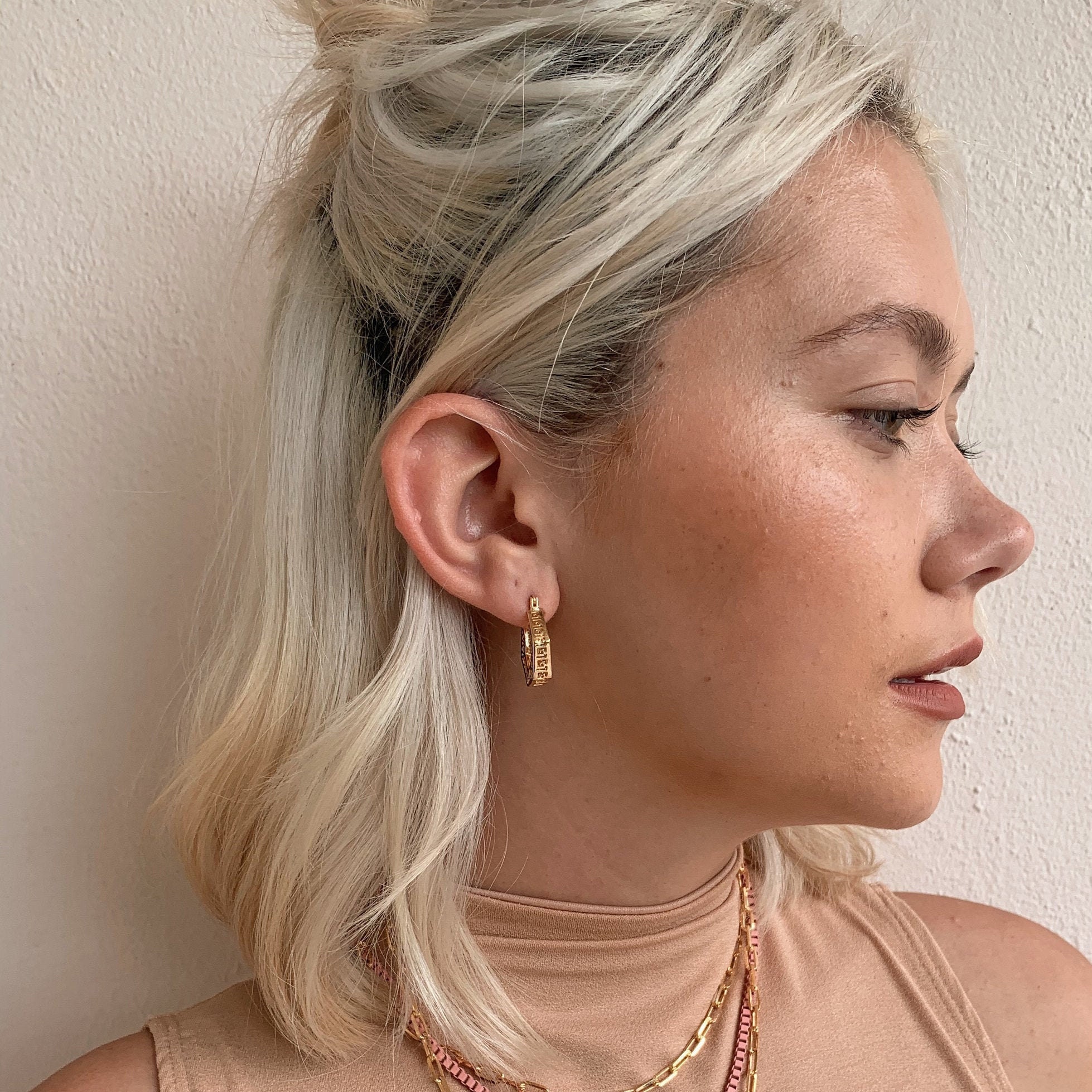 New Collection Gold Geometric Shaped hoops Aztec Hoops | Etsy