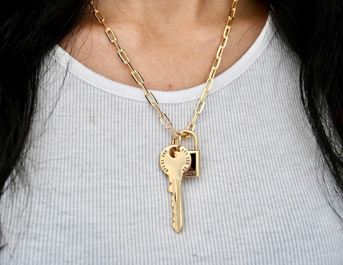 Lock and Key Necklace Gold Lock Gold Key Necklace Gold - Etsy