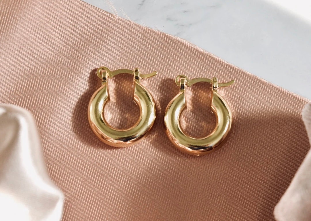 Simple Medium Thick 18k Gold Filled Hoops .75" Diameter and 5mm Thick ...
