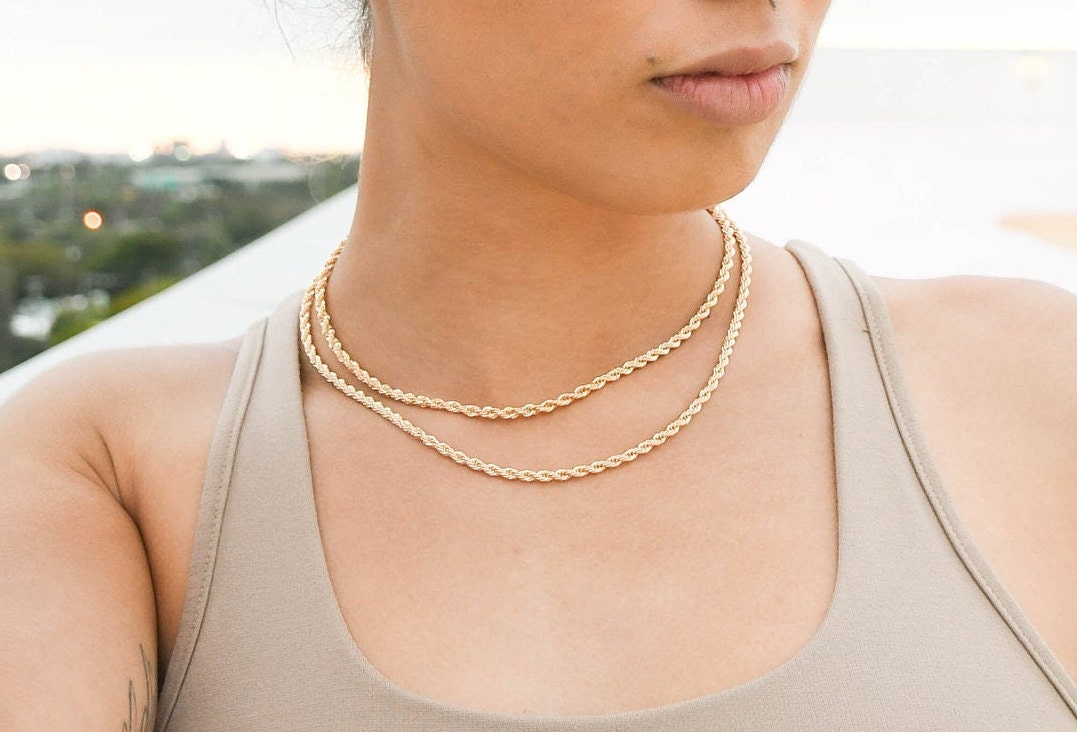 New Collection 4mm Rope Chain Layered Rope Chain Layered - Etsy UK