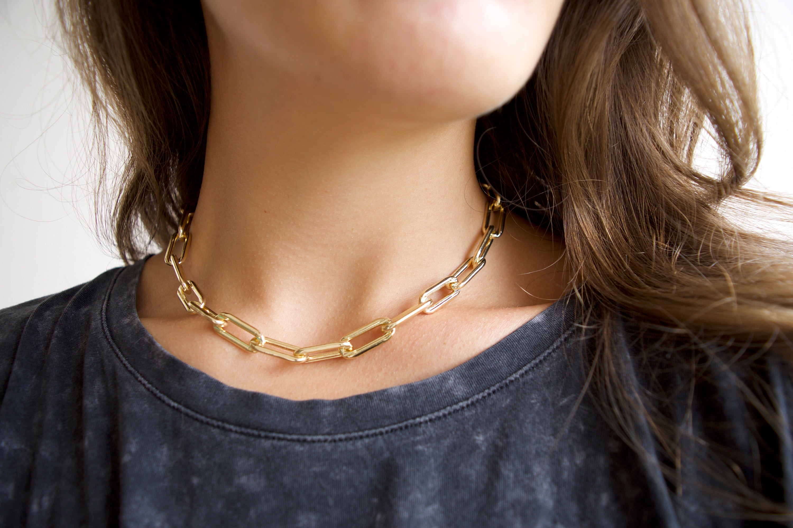 Thick Gold Link Choker Thick Paperclip Link Link Necklace | Etsy