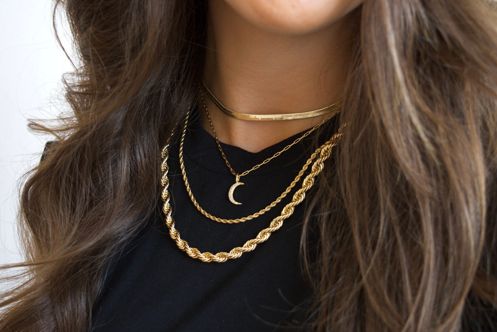 Layered Gold Filled Chain Set Thick Chain 18K Gold Filled | Etsy