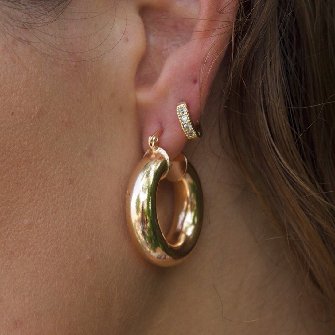 Chunky Gold Hoops 18k Filled Gold Hoops Gold Hoop Earrings - Etsy