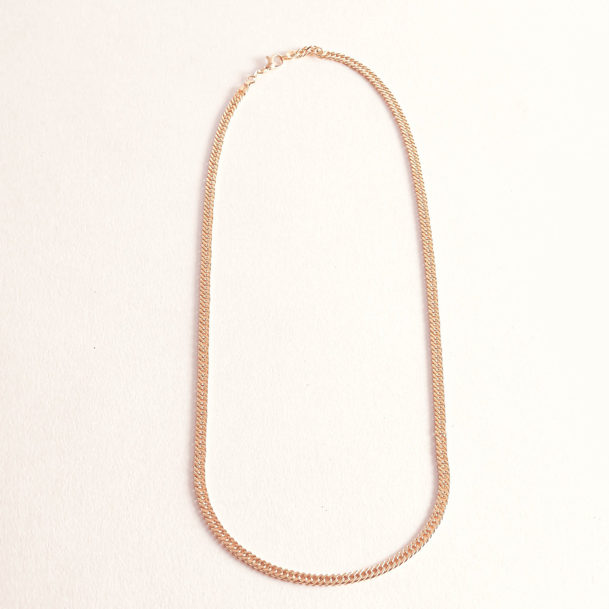 Double Gold Curb Chain, Gold Cuban Chain, Gold Cuban Set, Gold Layered ...