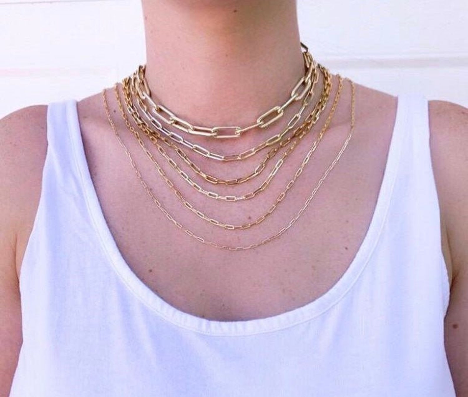 Thick Gold Link Choker, Link Chain Necklace, Gold Filled Chain, Thick ...