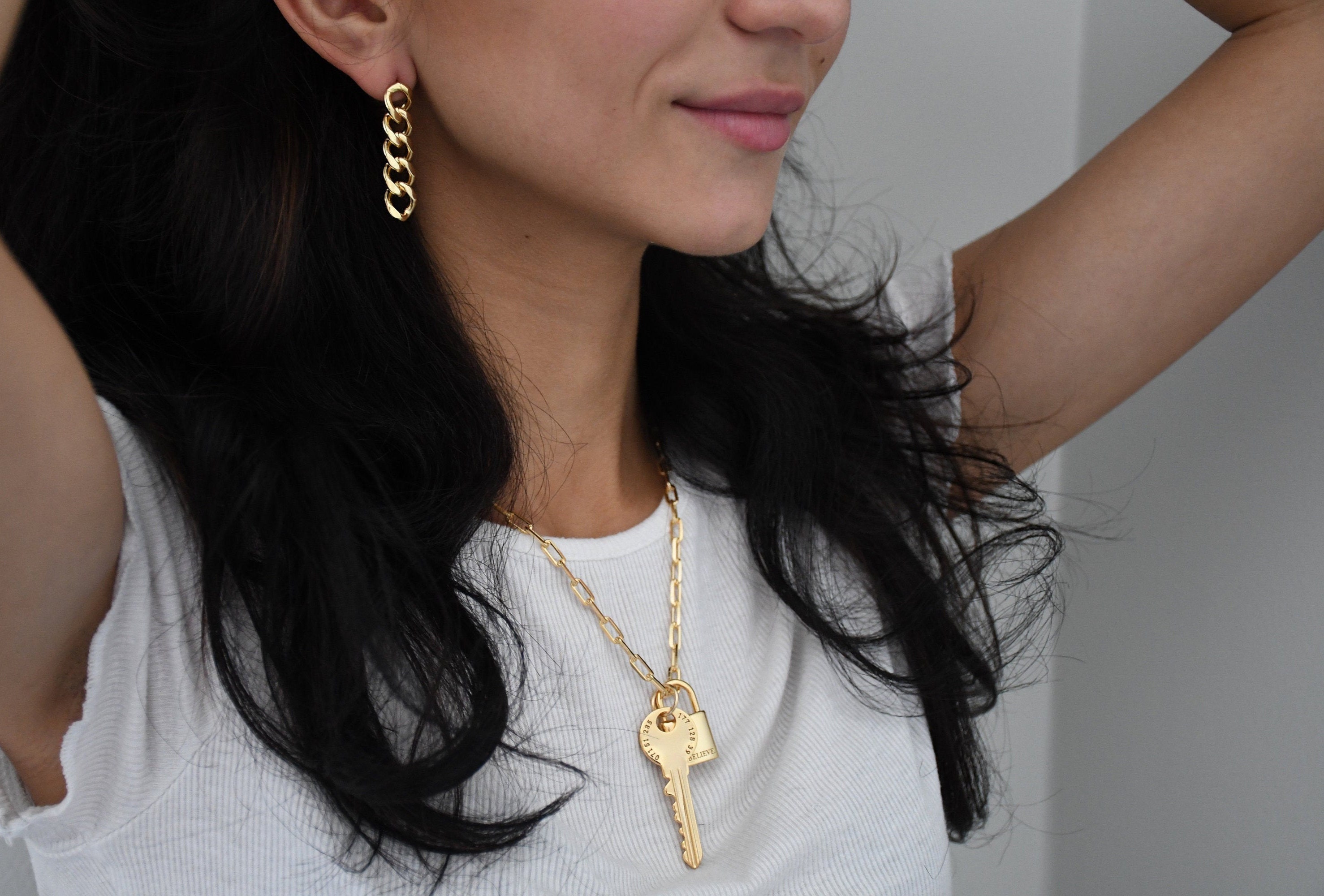 Lock and Key Necklace Gold Lock Gold Key Necklace Gold | Etsy