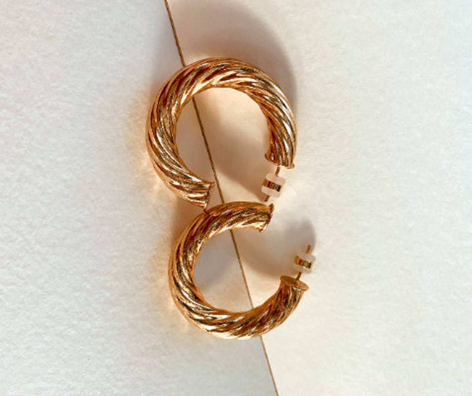 Thick Gold Curled Hoops Light Gold Hoops Gold Hoops - Etsy